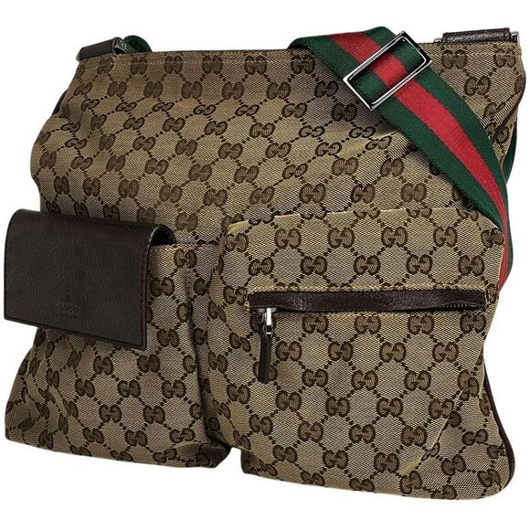 Gucci | Bags | Gucci Gg Pattern Shoulder Bag Crossbody Sherry Line Web ...